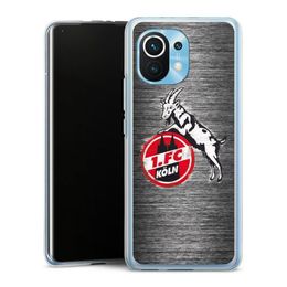 DeinDesign Handyhülle 1. FC Köln Metallic Look Offizielles Lizenzprodukt Metal Scratch 1.FC, Xiaomi Mi 11 Silikon Hülle Bumper Case Handy Schutzhülle