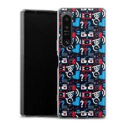 DeinDesign Handyhülle Die drei Fragezeichen Muster Offizielles Lizenzprodukt, Sony Xperia 1 IV Silikon Hülle Bumper Case Handy Schutzhülle, weiß