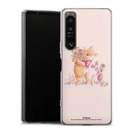 DeinDesign Handyhülle Winnie Puuh Ferkel Offizielles Lizenzprodukt Disney, Sony Xperia 1 IV Silikon Hülle Bumper Case Handy Schutzhülle, weiß