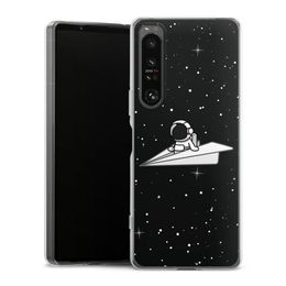 DeinDesign Handyhülle Papier Comic Astronaut Astronaut Paper Plane Comic, Sony Xperia 1 IV Silikon Hülle Bumper Case Handy Schutzhülle, weiß
