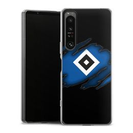 DeinDesign Handyhülle Hamburger SV HSV Offizielles Lizenzprodukt HSV Scratch, Sony Xperia 1 IV Silikon Hülle Bumper Case Handy Schutzhülle, weiß