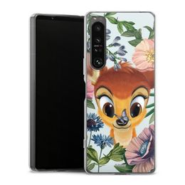 DeinDesign Handyhülle Disney Blumen Bambi Bloomy Bambi, Sony Xperia 1 IV Silikon Hülle Bumper Case Handy Schutzhülle, weiß