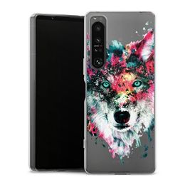 DeinDesign Handyhülle Riza Peker Wolf bunt Wolve ohne Hintergrund, Sony Xperia 1 IV Silikon Hülle Bumper Case Handy Schutzhülle, weiß