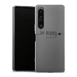 DeinDesign Handyhülle Statement Glück Motiv ohne Hintergrund be happy transparent, Sony Xperia 1 IV Silikon Hülle Bumper Case Handy Schutzhülle, weiß