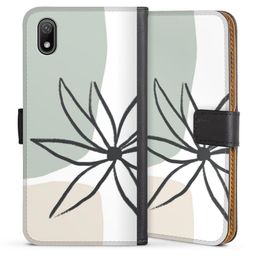 DeinDesign Handyhülle Blume Boho Malerei Flower Mint and Cream, Huawei Y5 (2019) Hülle Handy Flip Case Wallet Cover Handytasche Leder, schwarz