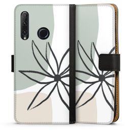 DeinDesign Handyhülle Blume Boho Malerei Flower Mint and Cream, Huawei Honor 20 Lite Hülle Handy Flip Case Wallet Cover, schwarz