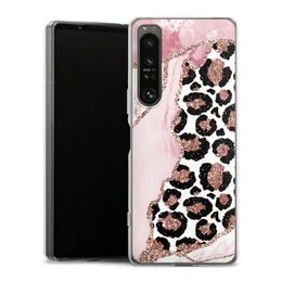 DeinDesign Handyhülle Leopard Glitzer Look Marmor Patterns and Textures Smooth Pink, Sony Xperia 1 IV Silikon Hülle Bumper Case Handy Schutzhülle