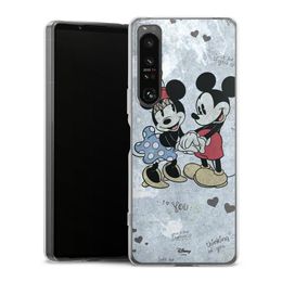 DeinDesign Handyhülle Disney Mickey & Minnie Mouse Vintage Mickey&Minnie In Love, Sony Xperia 1 IV Silikon Hülle Bumper Case Handy Schutzhülle, weiß