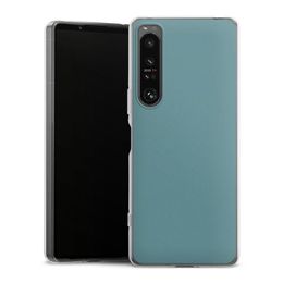 DeinDesign Handyhülle Art Blau einfarbig Petrol, Sony Xperia 1 IV Silikon Hülle Bumper Case Handy Schutzhülle, weiß