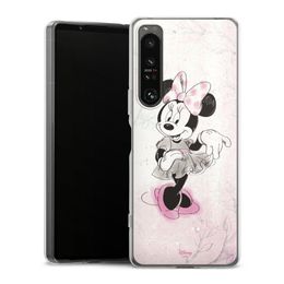 DeinDesign Handyhülle Minnie Mouse Disney Vintage Minnie Watercolor, Sony Xperia 1 IV Silikon Hülle Bumper Case Handy Schutzhülle, weiß