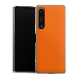 DeinDesign Handyhülle einfarbig orange Farbe Mandarine, Sony Xperia 1 IV Silikon Hülle Bumper Case Handy Schutzhülle, weiß