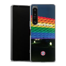 DeinDesign Handyhülle FC Bayern München Regenbogen Stadion Allianz Arena Rainbow, Sony Xperia 1 IV Silikon Hülle Bumper Case Handy Schutzhülle, weiß