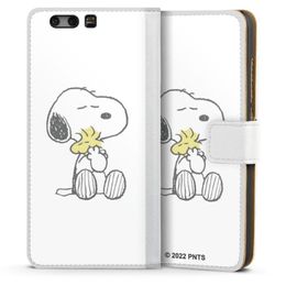 DeinDesign Handyhülle Peanuts Snoopy Liebe Snoopy And Woodstock Cuddling, Huawei P10 Hülle Handy Flip Case Wallet Cover Handytasche Leder, weiß