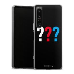 DeinDesign Handyhülle Die drei ??? Logo Offizielles Lizenzprodukt Drei Fragezeichen Logo, Sony Xperia 1 IV Silikon Hülle Bumper Case Handy Schutzhülle
