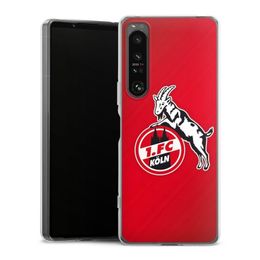 DeinDesign Handyhülle 1. FC Köln Offizielles Lizenzprodukt EffZeh 1. FC Köln rot, Sony Xperia 1 IV Silikon Hülle Bumper Case Handy Schutzhülle, weiß