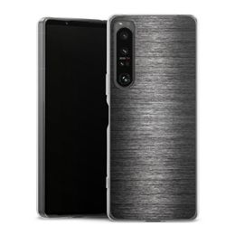 DeinDesign Handyhülle Metallic Look Metal Anthrazit Metal Look - Anthrazit, Sony Xperia 1 IV Silikon Hülle Bumper Case Handy Schutzhülle, weiß
