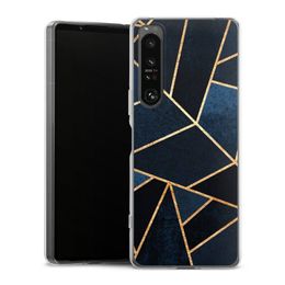DeinDesign Handyhülle Elisabeth Fredriksson Dreiecke Abstrakt Navy Stone Gold Print, Sony Xperia 1 IV Silikon Hülle Bumper Case Handy Schutzhülle