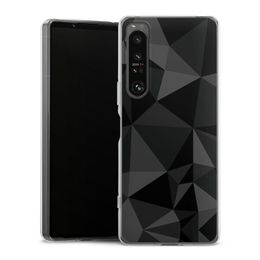 DeinDesign Handyhülle Geometric Muster Abstrakt Polygon Pattern Black, Sony Xperia 1 IV Silikon Hülle Bumper Case Handy Schutzhülle, weiß