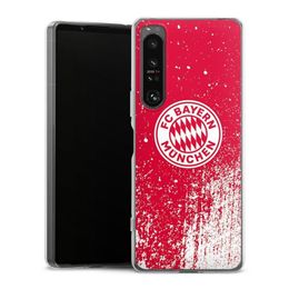 DeinDesign Handyhülle FC Bayern München Offizielles Lizenzprodukt FCB Splatter Rot - FCB, Sony Xperia 1 IV Silikon Hülle Bumper Case Handy Schutzhülle