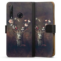 DeinDesign Handyhülle Rehe Rentier Blumen Fauna Flora Deer, Huawei Honor 20 Lite Hülle Handy Flip Case Wallet Cover, schwarz