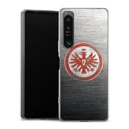 DeinDesign Handyhülle Eintracht Frankfurt SGE Logo Eintracht Logo Scratched, Sony Xperia 1 IV Silikon Hülle Bumper Case Handy Schutzhülle, weiß
