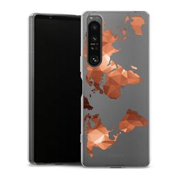 DeinDesign Handyhülle Weltkarte Landkarte Bronze Worldmap Triangle ohne Hintergrund, Sony Xperia 1 IV Silikon Hülle Bumper Case Handy Schutzhülle