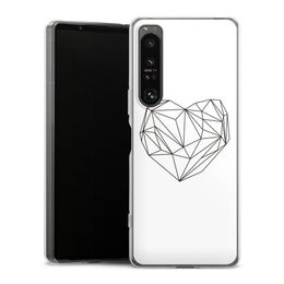 DeinDesign Handyhülle Herz Graphic Dreiecke Heart graphic white, Sony Xperia 1 IV Silikon Hülle Bumper Case Handy Schutzhülle, weiß