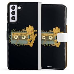 DeinDesign Handyhülle Groot Guardians Of The Galaxy Marvel, Samsung Galaxy S21+ 5G Hülle Handy Flip Case Wallet Cover, weiß