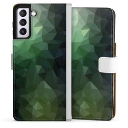 DeinDesign Handyhülle Tarnmuster Mosaik Geometric Polygonal Mosaic Green, Samsung Galaxy S21+ 5G Hülle Handy Flip Case Wallet Cover, weiß
