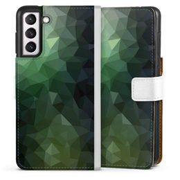 DeinDesign Handyhülle Tarnmuster Mosaik Geometric Polygonal Mosaic Green, Samsung Galaxy S21 5G Hülle Handy Flip Case Wallet Cover, weiß