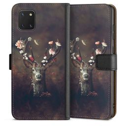 DeinDesign Handyhülle Rehe Rentier Blumen Fauna Flora Deer, Samsung Galaxy Note 10 lite Hülle Handy Flip Case Wallet Cover, schwarz