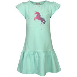 tausendkind collection - Kurzarm-Kleid GLITTER UNICORN mit Farbverlauf in mint, Gr.92/98