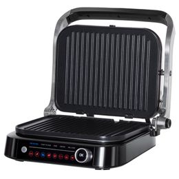 HOMCOM Elektrogrill mit 8 Kochprogrammen schwarz (Farbe: silber, schwarz)