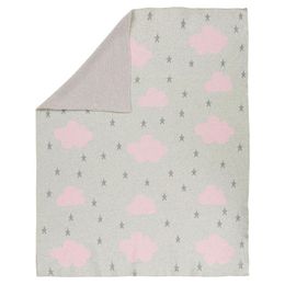 Alvi Strickdecke CLOUD AND STAR (100x75) aus Baumwolle in grau/rosa