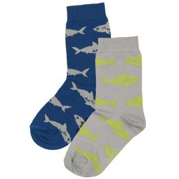 Ewers - Socken FISCHE 2er-Pack in blau/grau, Gr.23-26