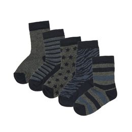 Minymo - Socken STRIPES & STARS 5er-Pack in grau/blau, Gr.23-26