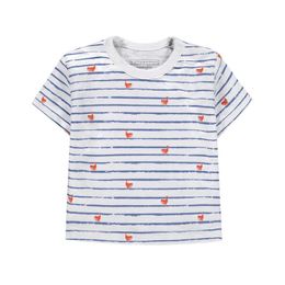 bellybutton - T-Shirt LITTLE WHALE AOP gestreift in weiß, Gr.50