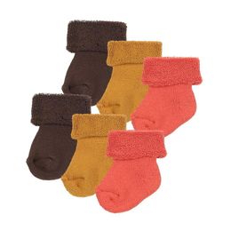 Ewers - Erstlings-Socken UNI mit Frottee 6er-Pack in toffee/braun, Gr.One Size
