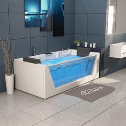 TroniTechnik&reg; Whirlpool Badewanne MYKONOS 180cm x 88cm mit Heizung, Wasserfall, Hydromassage und Farblichtherapie, Sanit&auml;racryl