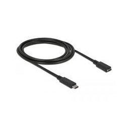 Delock USB 3.2 Gen 1 Verl&auml;ngerungskabel, USB-C Stecker > USB-C Buchse schwarz, 2 Meter, SuperSpeed