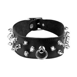 Rimba Breites Leder-Halsband mit Killernieten