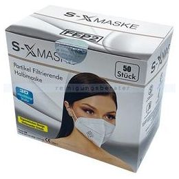 Atemschutzmaske FFP2 NR Schutzmaske SecureX 50 Stück einzeln verpackt, filtrierende Halbmaske, Feinstaubmaske