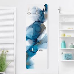 Wandgarderobe Holzpaneel Weg des Windes Blau und Gold