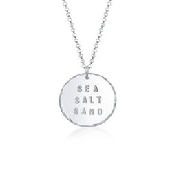 Elli Kette mit Anhänger Sommer Sea Salt Sand Wording Plättchen 925 Silber