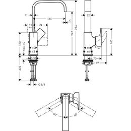 Hansgrohe Waschtischmischer 230 Metropol Schwenkauslauf mit Push-Open Ablaufgarnitur chrom 32511000