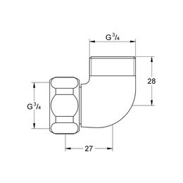 Grohe Anschlusswinkel chrom 12419000 3/4" für Thermostat Automatic 2000 Compact 12419000