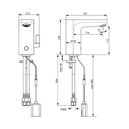 Ideal Standard Sensor-Waschtisch-Armatur Ceraplus, mit Misch., Batteriebetrieben, Ausld.116mm, Chrom A6145AA