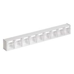 Kleinteilemagazin MultiStore, Reihengröße 9, B 600 x T 51 x H 77 mm, Volumen 0,9 l, stapelbar, Polystyrol, weiß/transp.