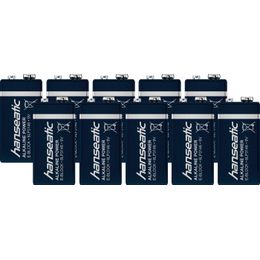 Hanseatic 10 Stück Alkaline E-Block Batterie, (9 V, 10 St), blau
