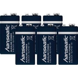 Hanseatic 6 Stück Alkaline E-Block Batterie, (9 V, 6 St), blau